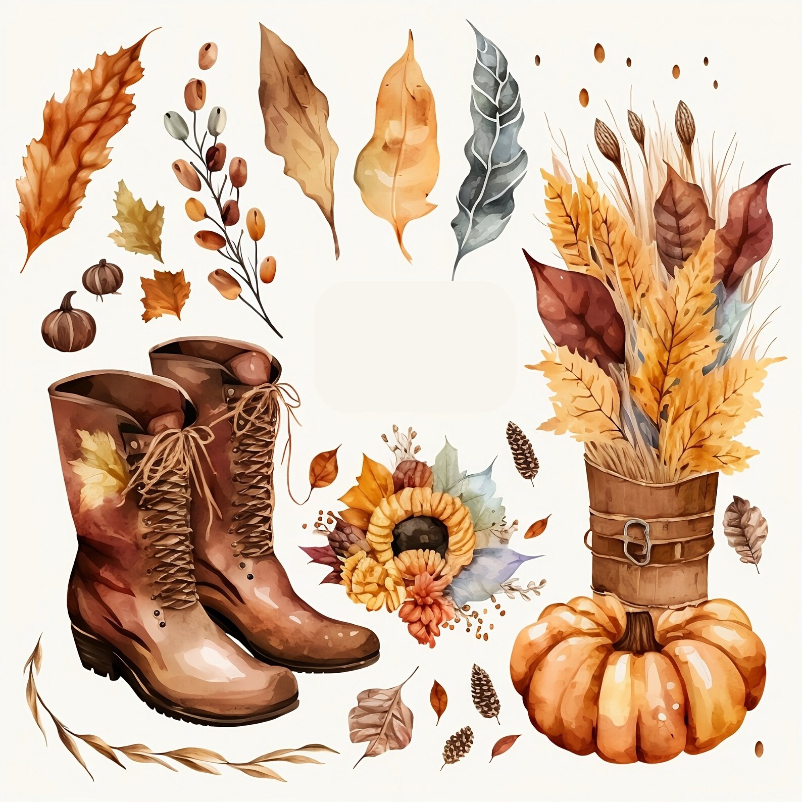 Watercolor Fall Clipart Fall Clipart Autumn Clipart Pumpkin Squirrel ...