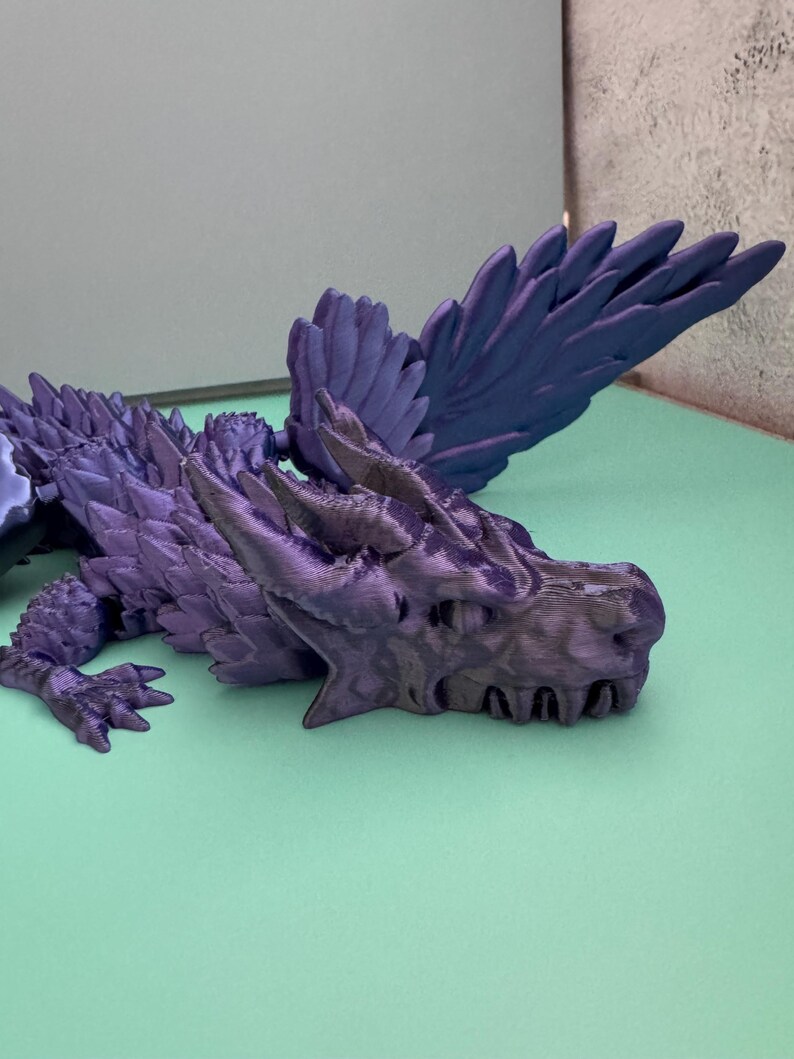 Winged Articulated, Dragon Purple and Black Silk PLA - Etsy