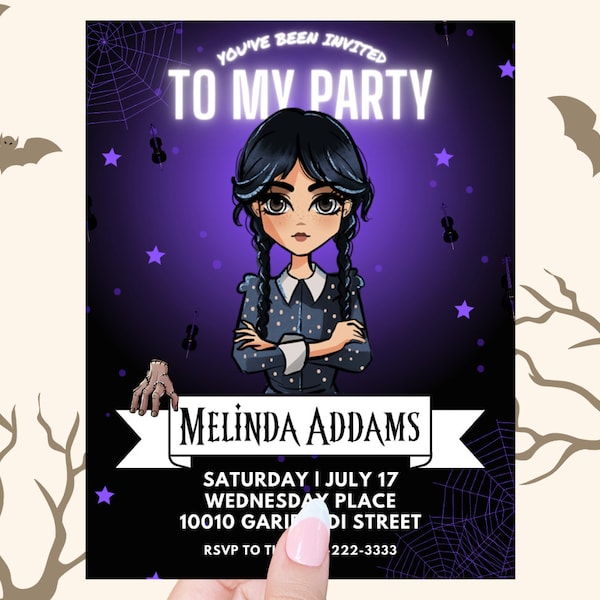 Wednesday Addams Invitation Template - Etsy