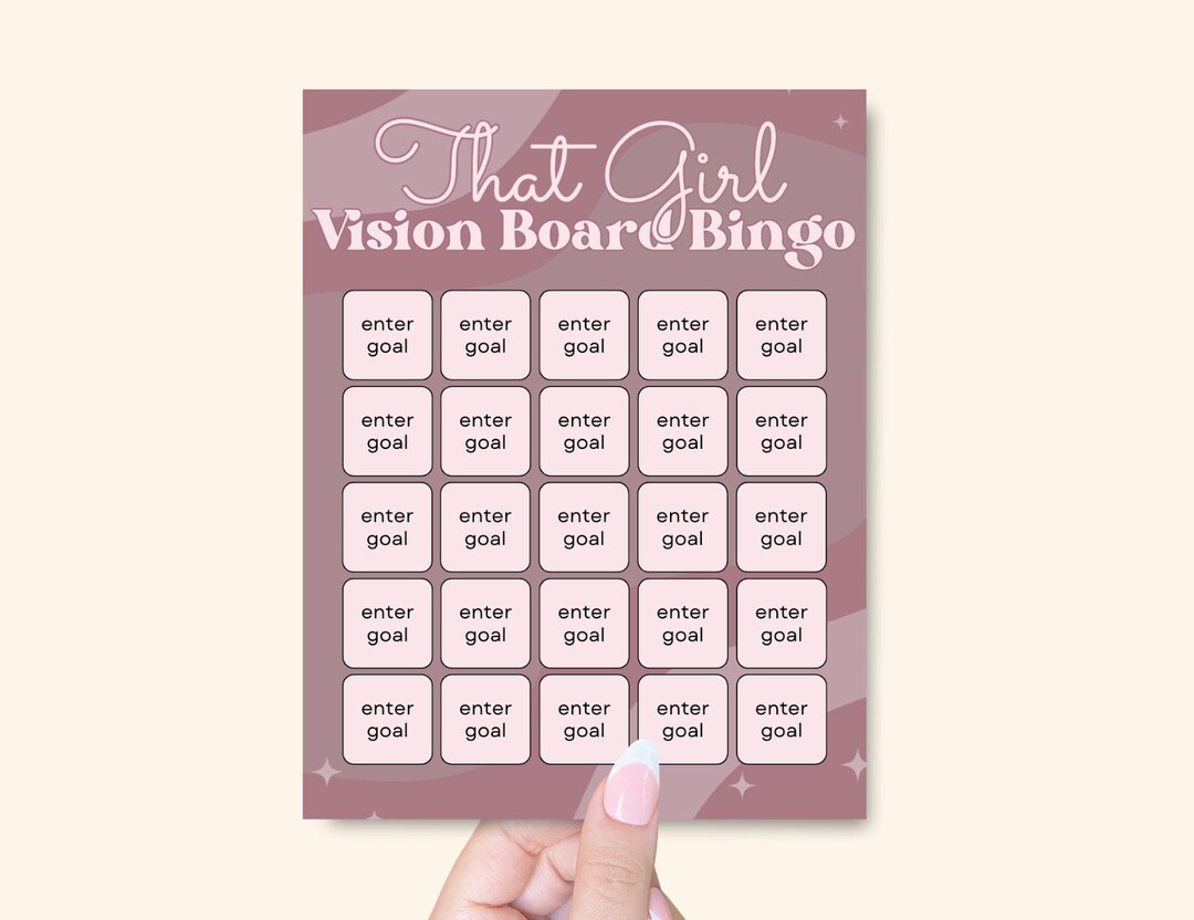 Vision Board Bingo Template | Edit Yourself Resolutions Check off | New ...