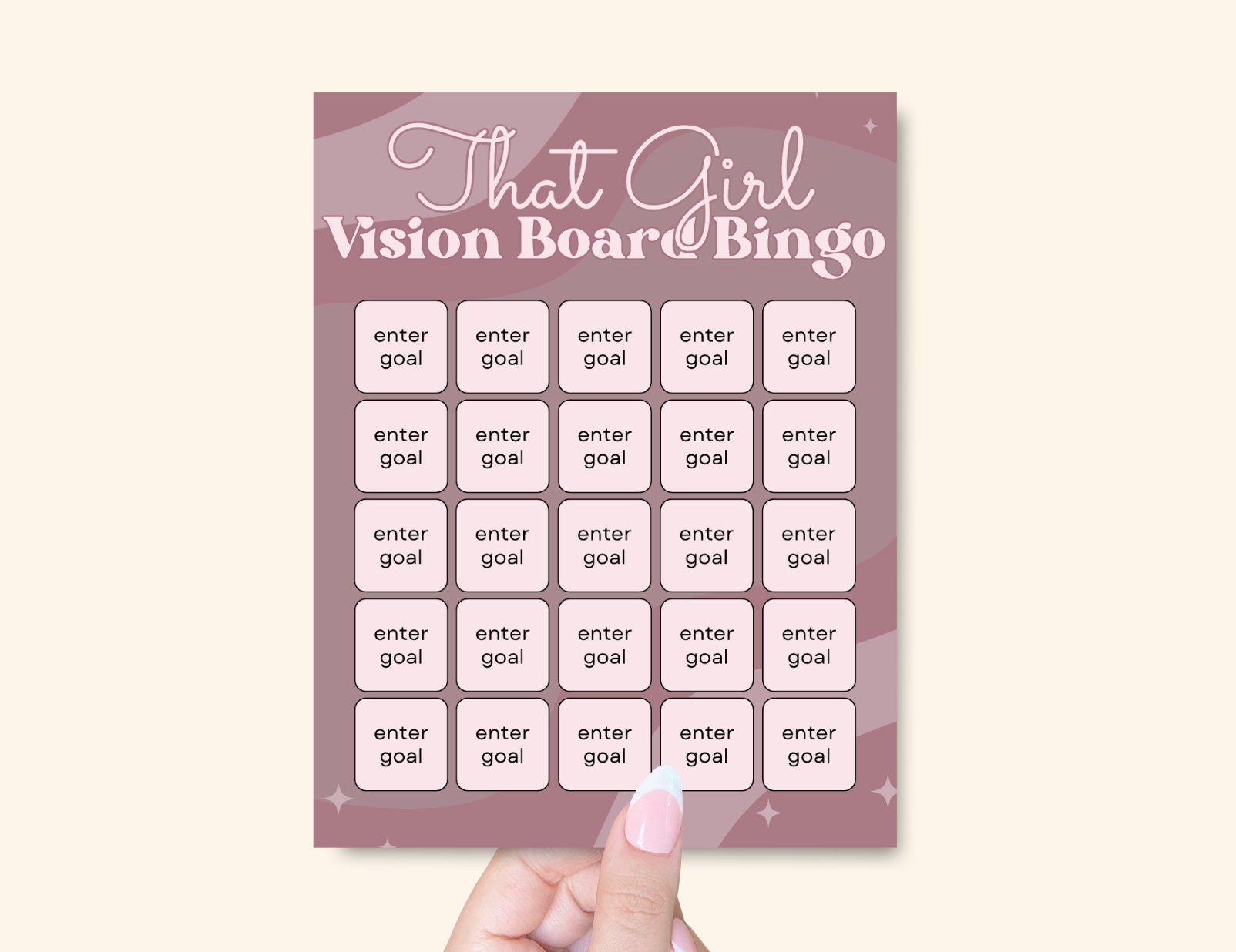 Vision Board Bingo Template | Edit Yourself Resolutions Check off | New ...