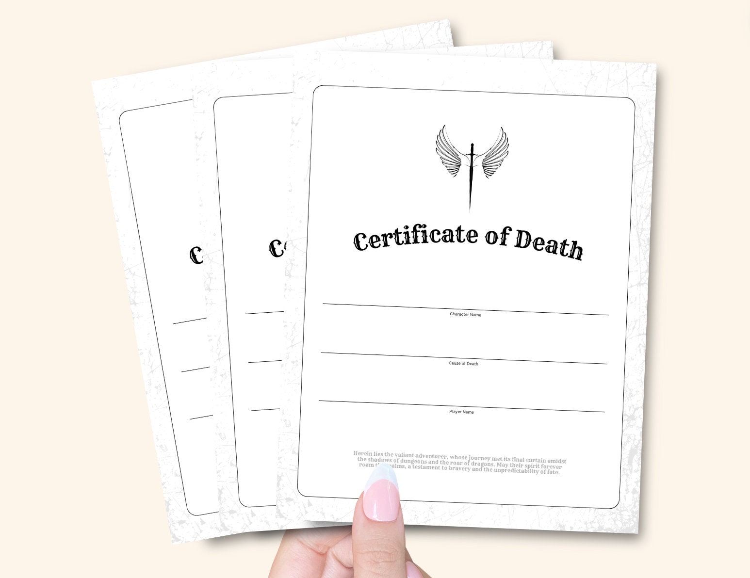 Dnd Death Certificate Sheets Gamer Gift Idea Set of Storyline Enhancer ...