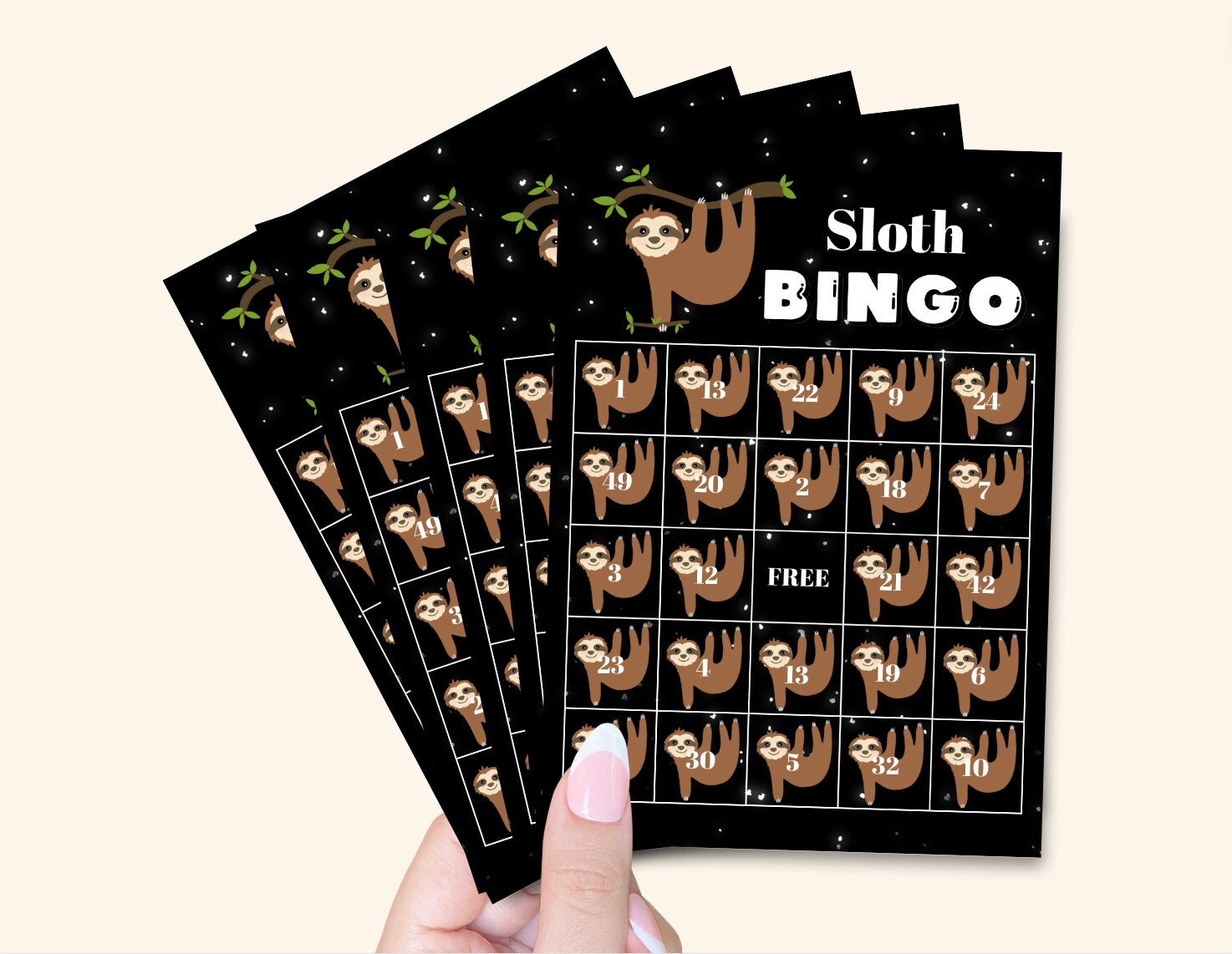 Sloth Birthday Bingo Kids Glow Birthday Activity Bingo Game Sloth ...