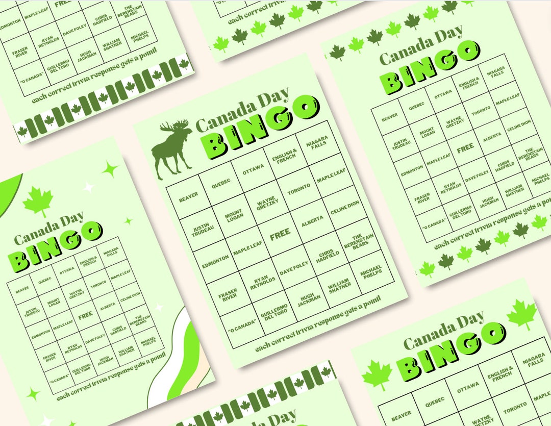 5 Styles Trivia Bingo for Canada Day | Party Game for July 1st ...