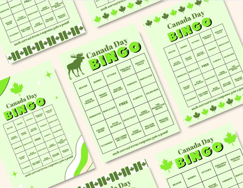 5 Styles Trivia Bingo for Canada Day | Party Game for July 1st ...