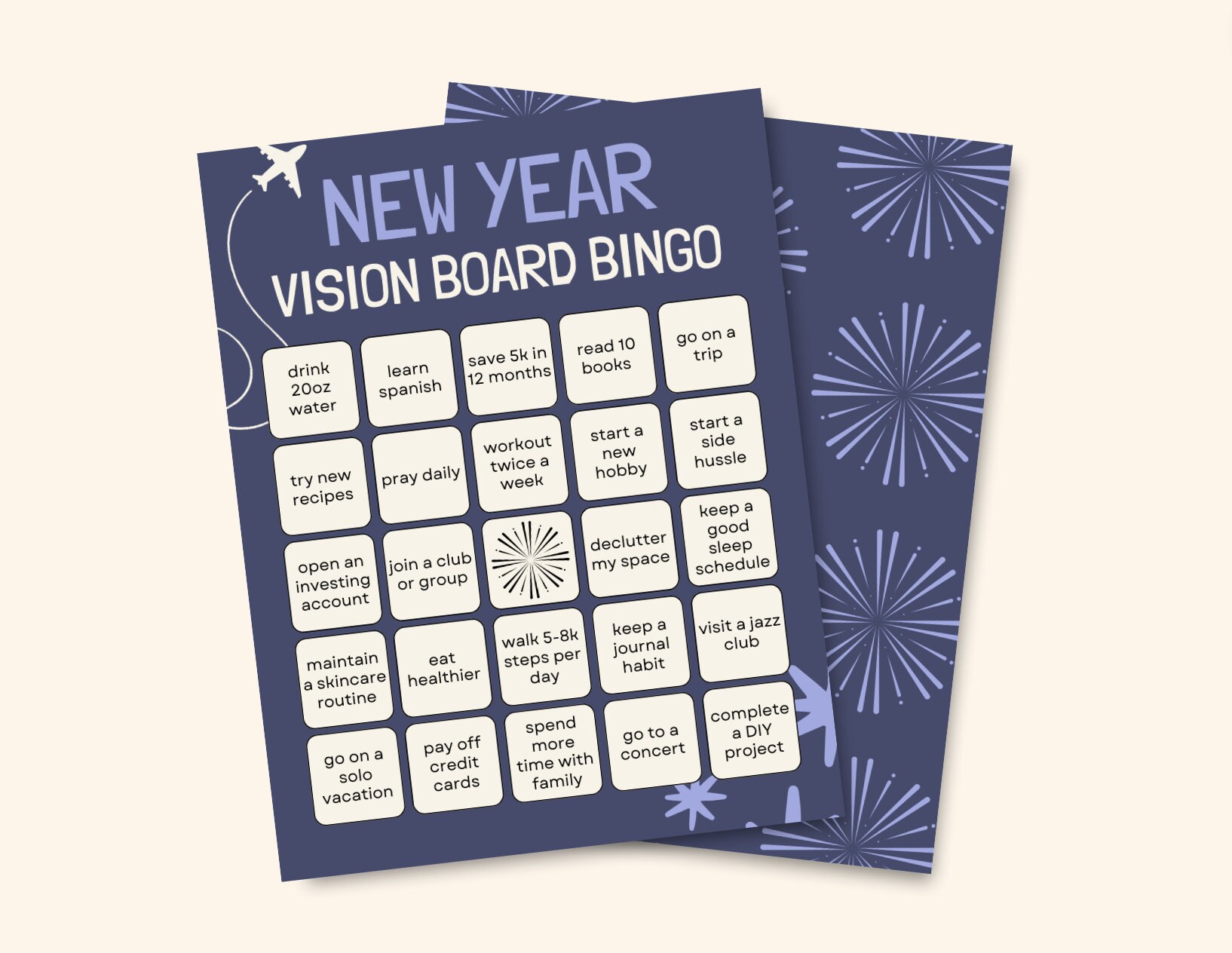Vision Board Bingo Template | Edit Yourself Resolutions Check off | New ...