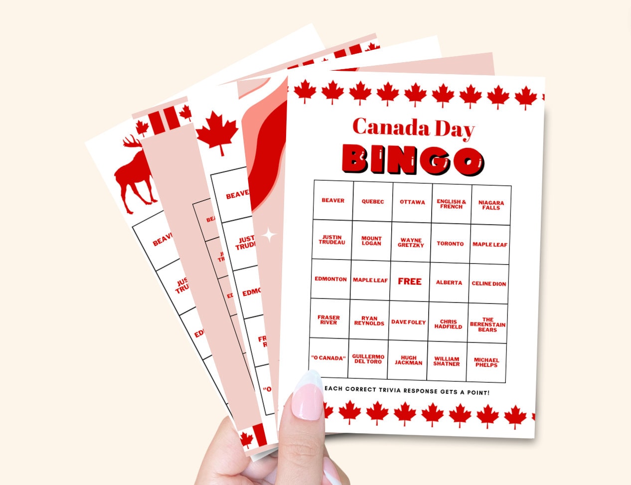 5 Styles Trivia Bingo for Canada Day Party Game for July 1st Canadian ...