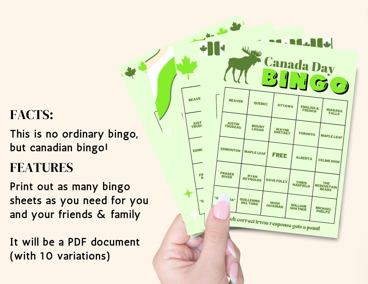 5 Styles Trivia Bingo for Canada Day Party Game for July 1st - Etsy ...