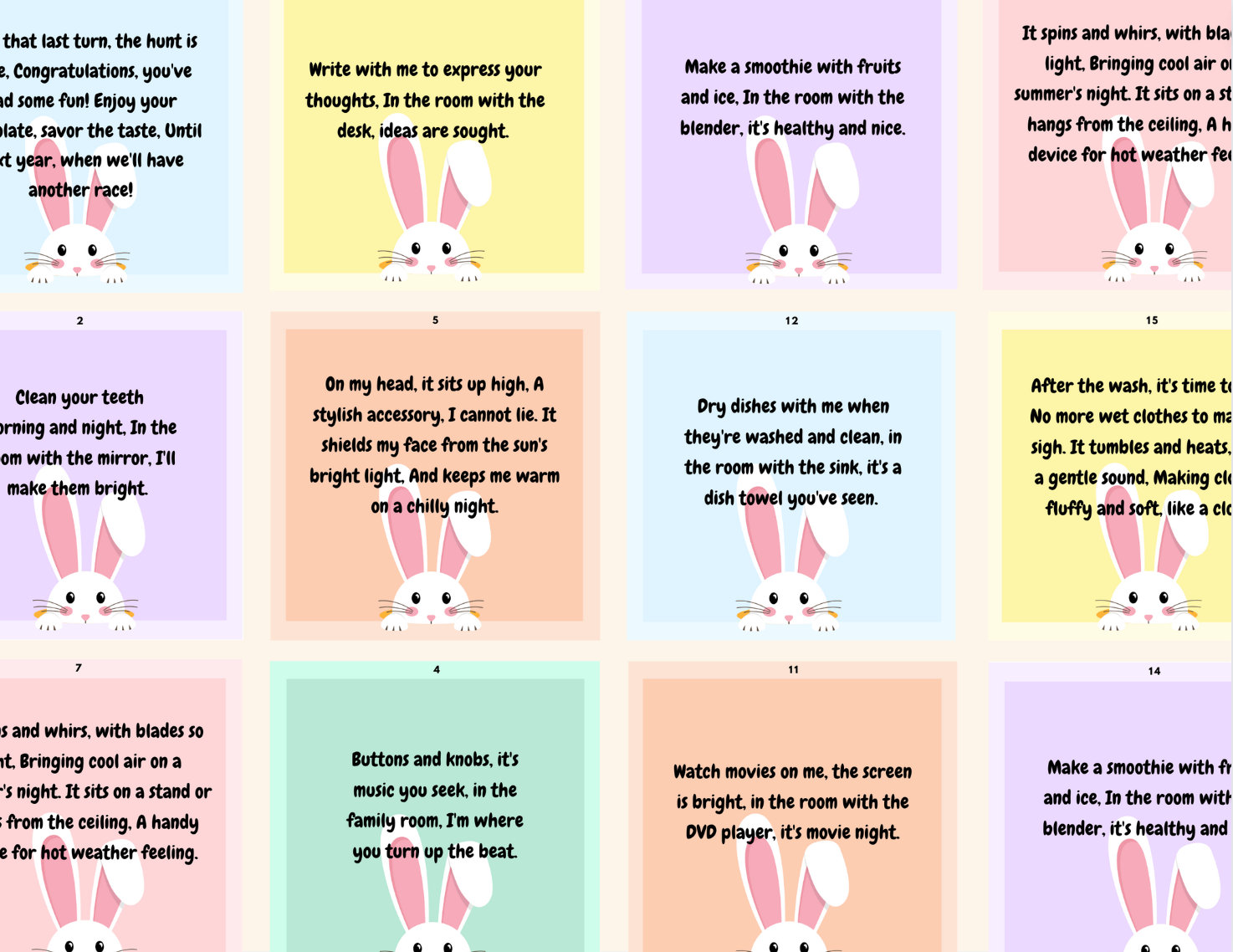 Bunny Theme Easter Scavenger Hunt | Indoor Kids Scavenger Hunt | Easter ...