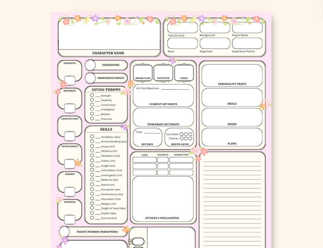 DND Character Sheets | Set of Storyline Enhancer Media | Dungeon Master ...