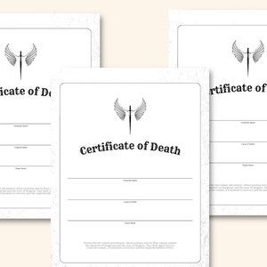 Dnd Death Certificate Sheets Gamer Gift Idea Set of Storyline Enhancer ...