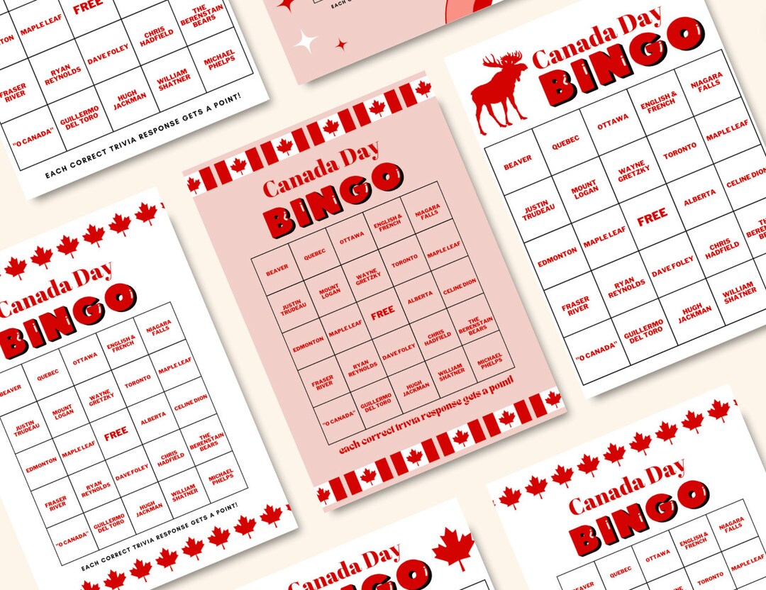 5 Styles Trivia Bingo for Canada Day | Party Game for July 1st ...