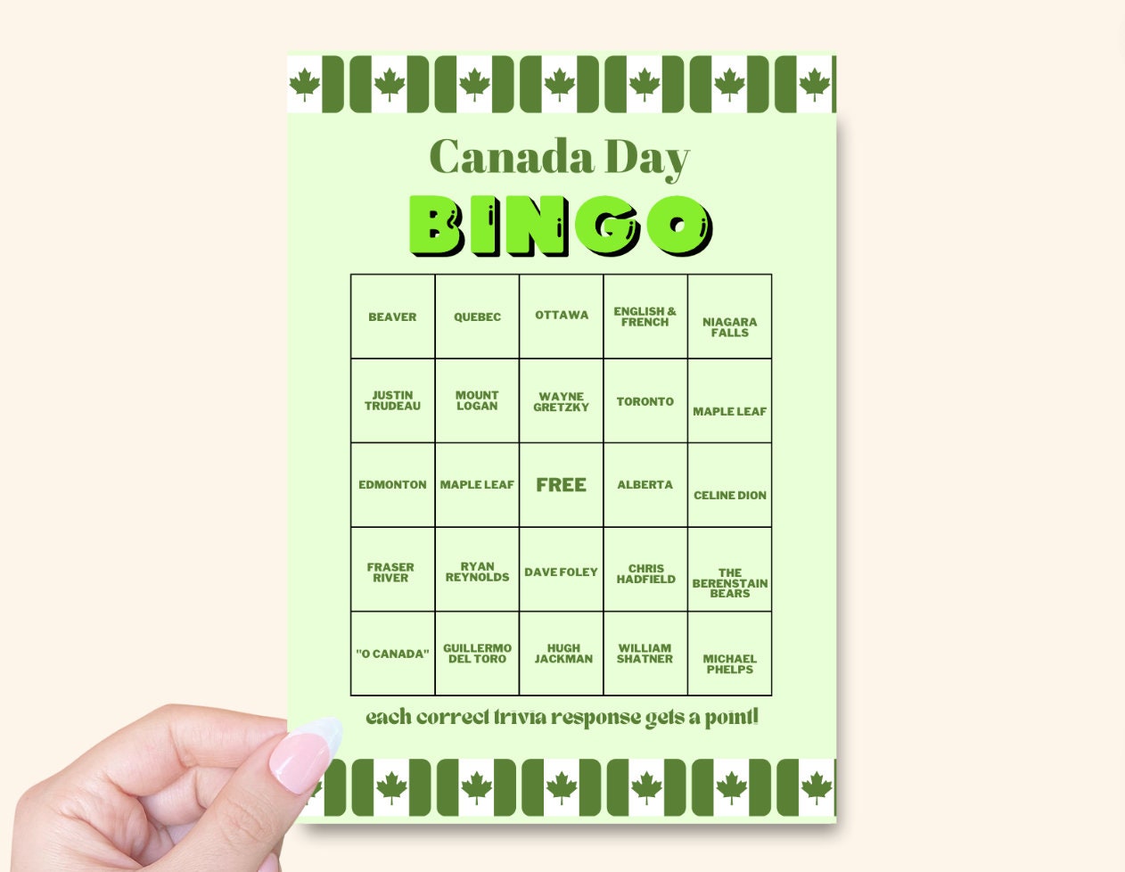 5 Styles Trivia Bingo for Canada Day | Party Game for July 1st ...