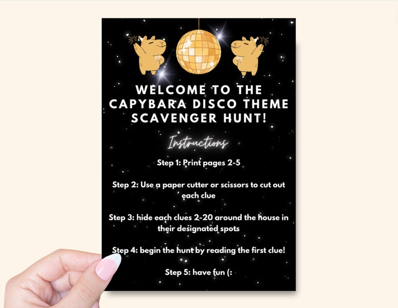 Capybara Birthday Scavenger Hunt | Kids Glow Birthday Activity | Theme ...