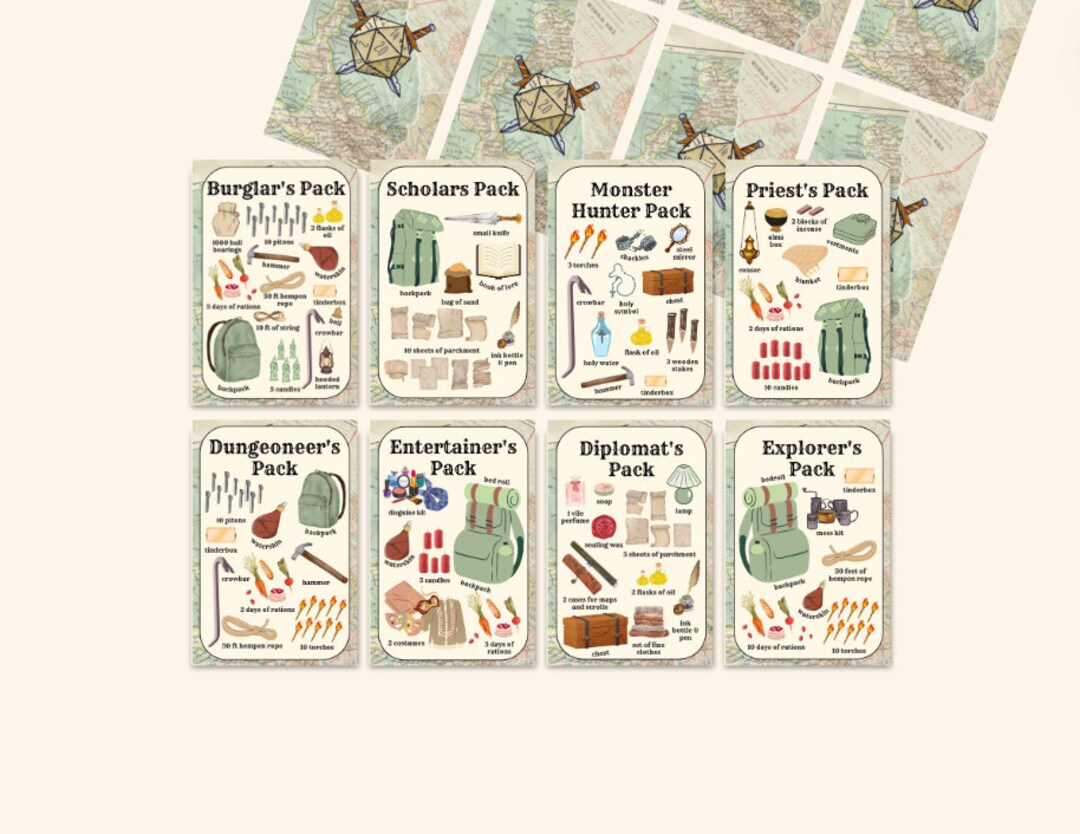 DND Equipment Packs | Set of Printed Visual Aid Media | PDF Player ...