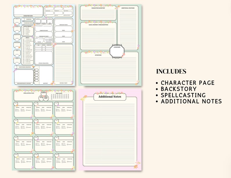 DND Character Sheets Set of Storyline Enhancer Media Dungeon Master ...