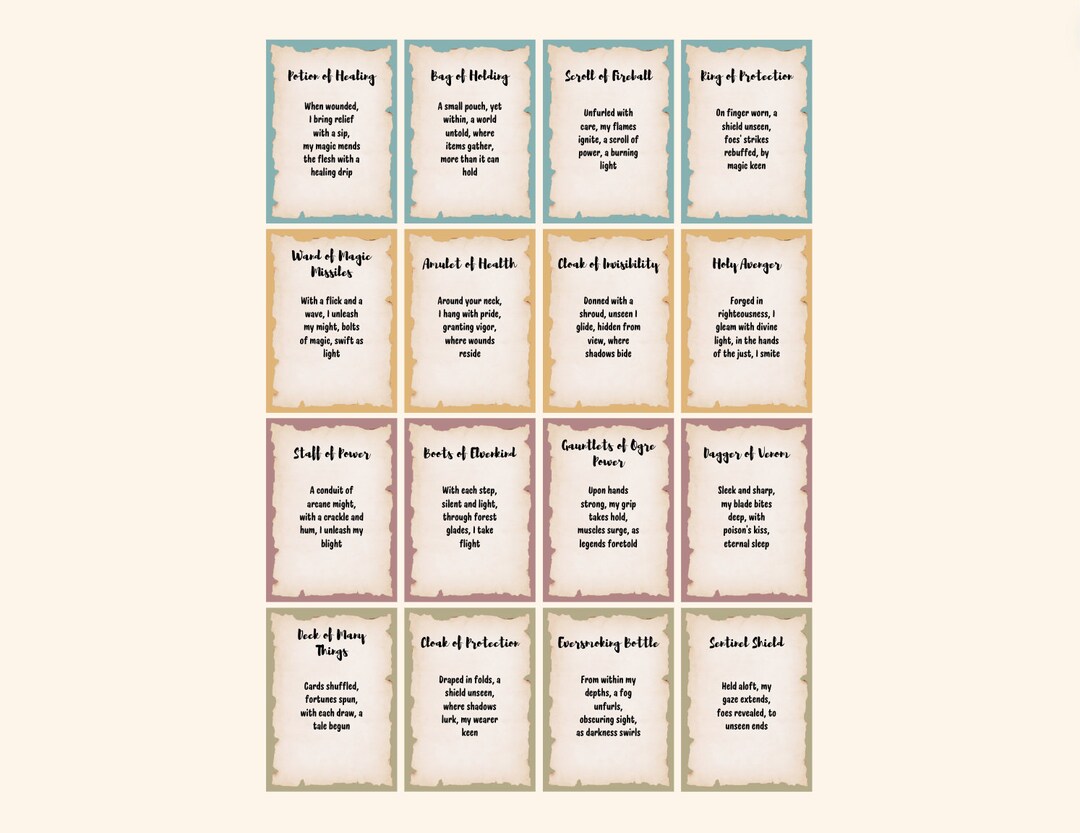 DND Riddle Packs Set of Storyline Enhancer Media Dungeon Master Cards ...