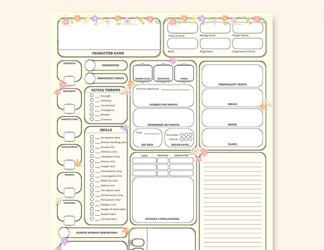 DND Character Sheets | Set of Storyline Enhancer Media | Dungeon Master ...