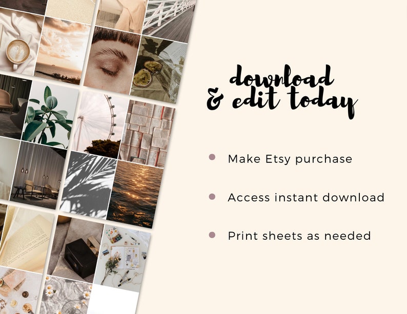 Vision Board Template Edit Yourself Resolutions Mood Board New Year ...