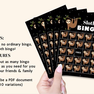 Sloth Birthday Bingo | Kids Glow Birthday Activity Bingo Game | Sloth ...