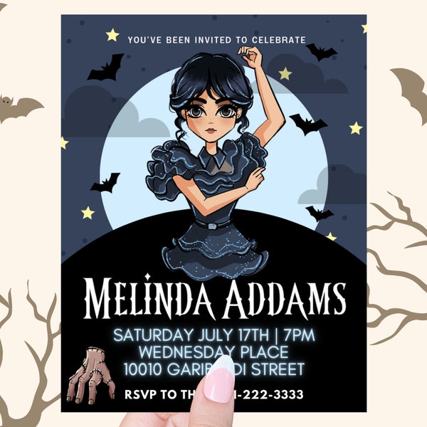 Wednesday Addams Birthday Invitation Digital Template - Etsy