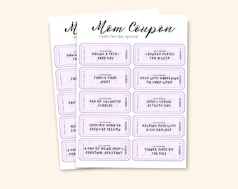 Mom Birthday Coupon Birthday Coupon Book Template Kids Mothers Day ...