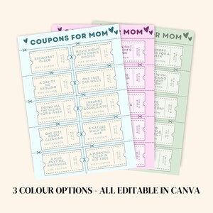 Mom Birthday Coupon | Birthday Coupon Book Template | Kids Mothers Day ...