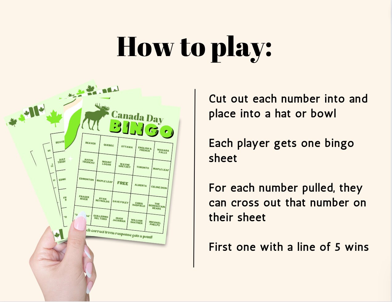 5 Styles Trivia Bingo for Canada Day Party Game for July 1st - Etsy ...