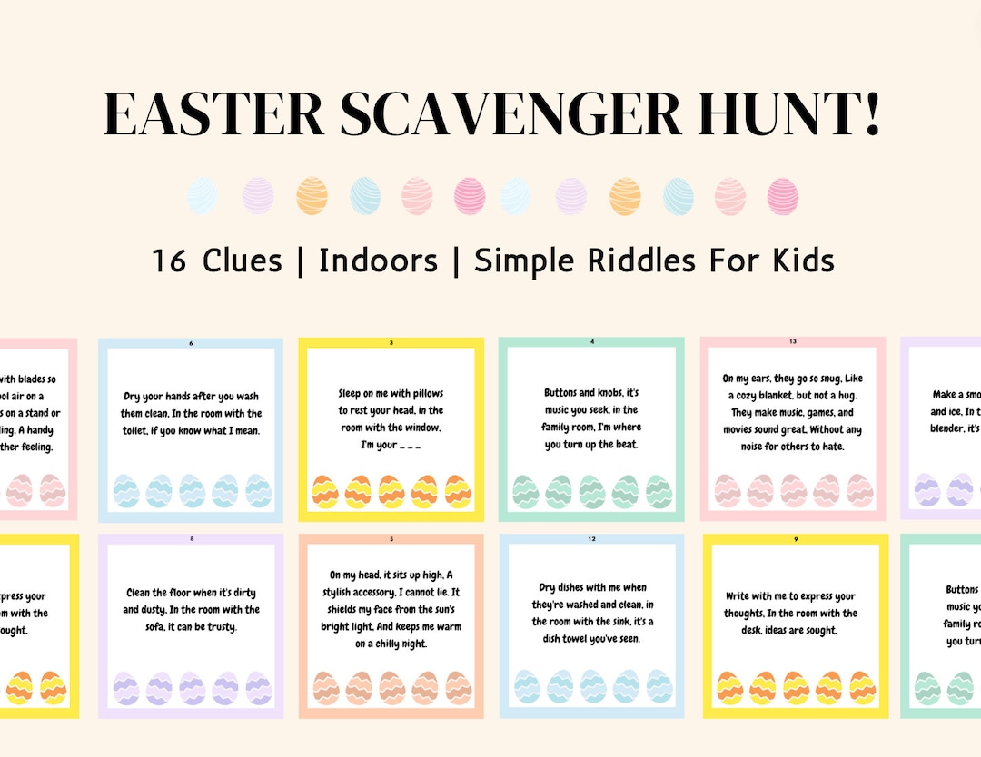 Indoor Easter Scavenger Hunt | Kids Scavenger Hunt | Easter Game for ...