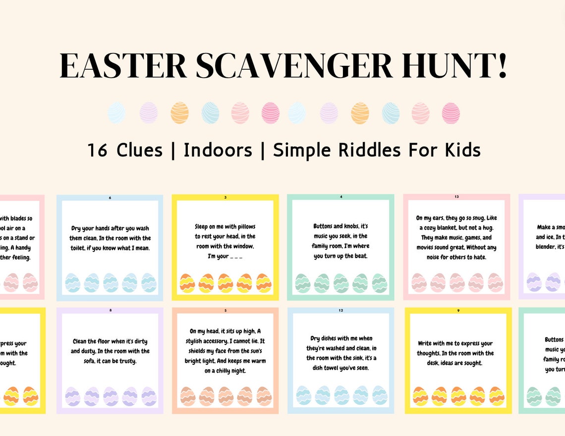 Indoor Easter Scavenger Hunt Kids Scavenger Hunt Easter Game for Kids ...