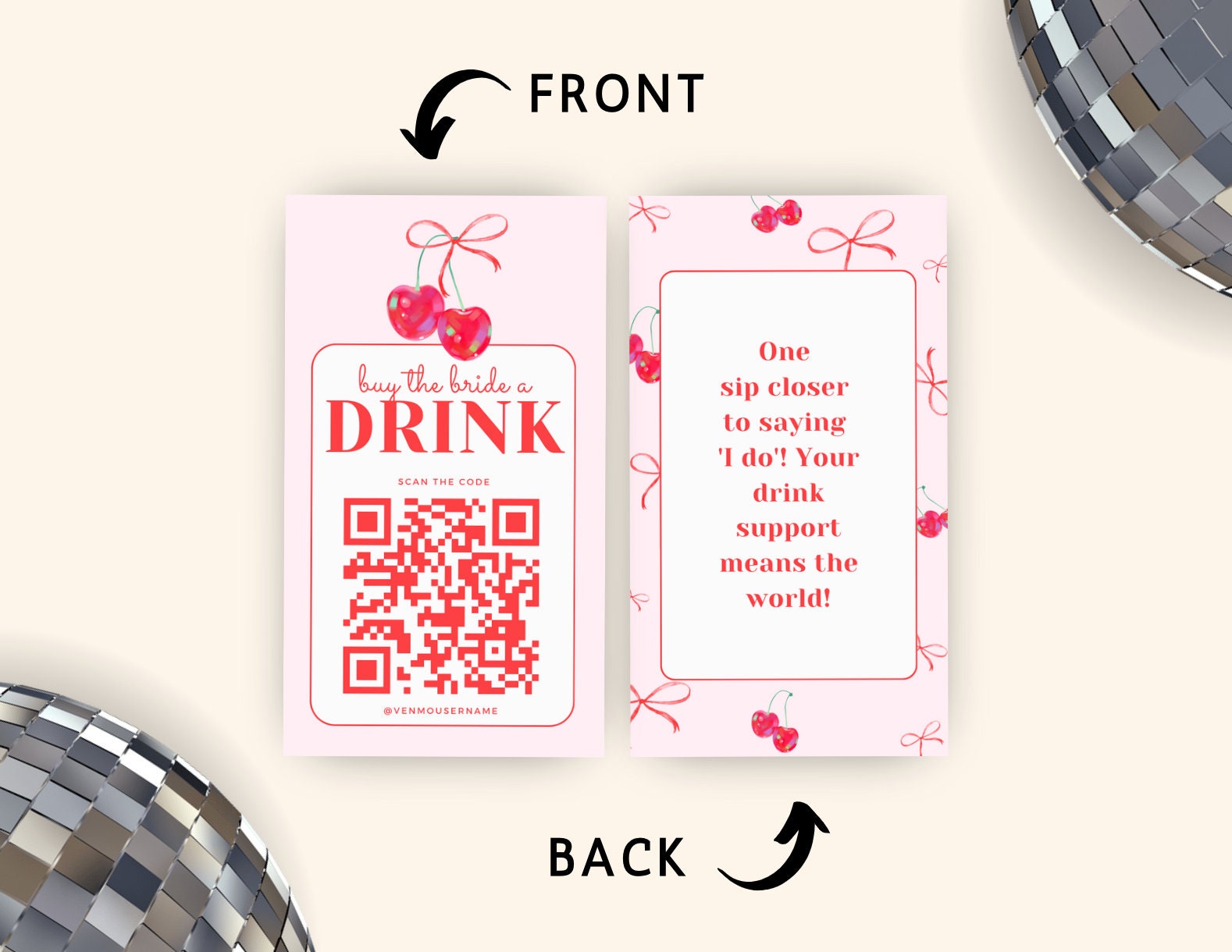 Coquette Buy the Bride A Drink Printable DIGITAL DOWNLOAD Venmo Card ...