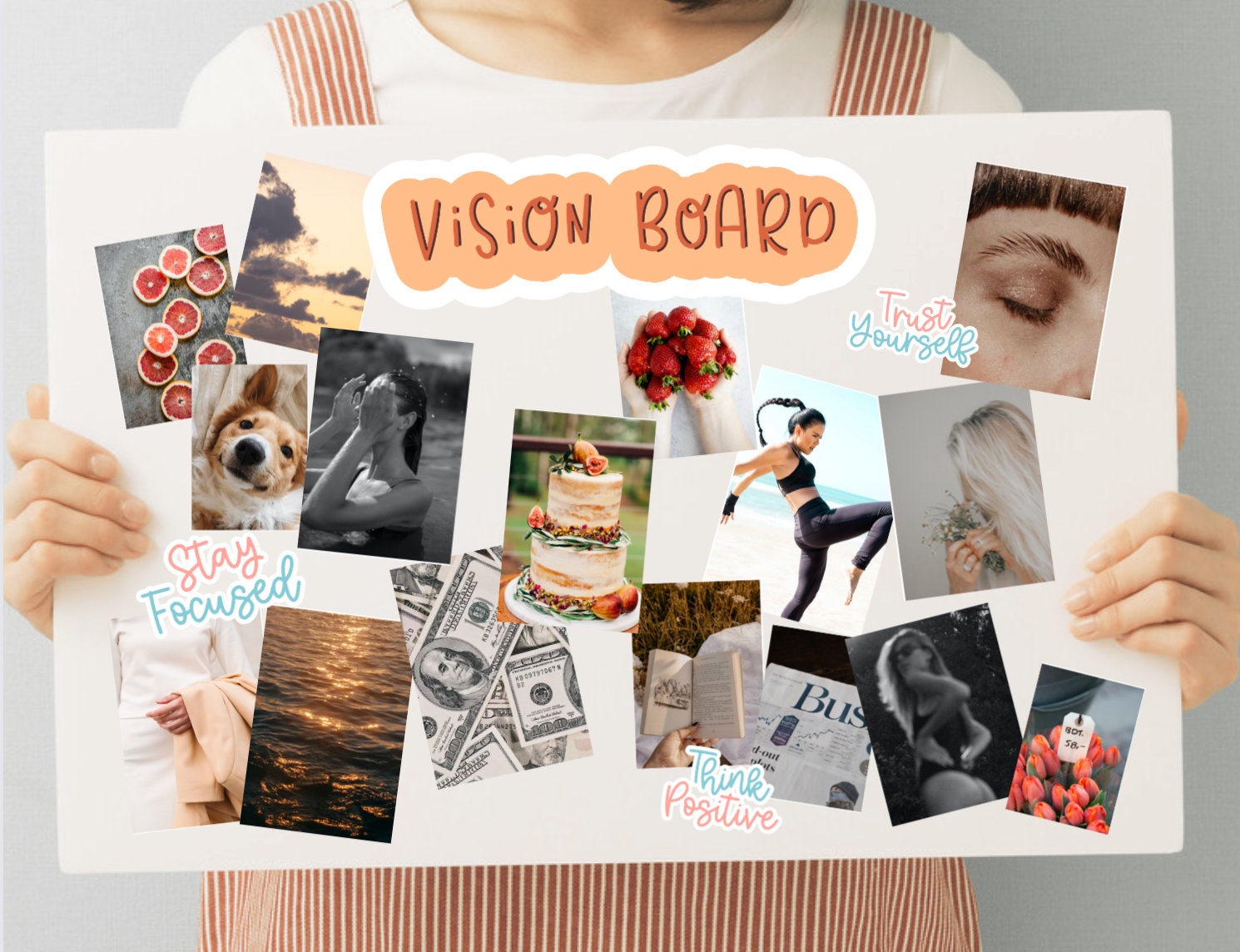 Vision Board Template | Edit Yourself Resolutions Mood Board | New Year ...