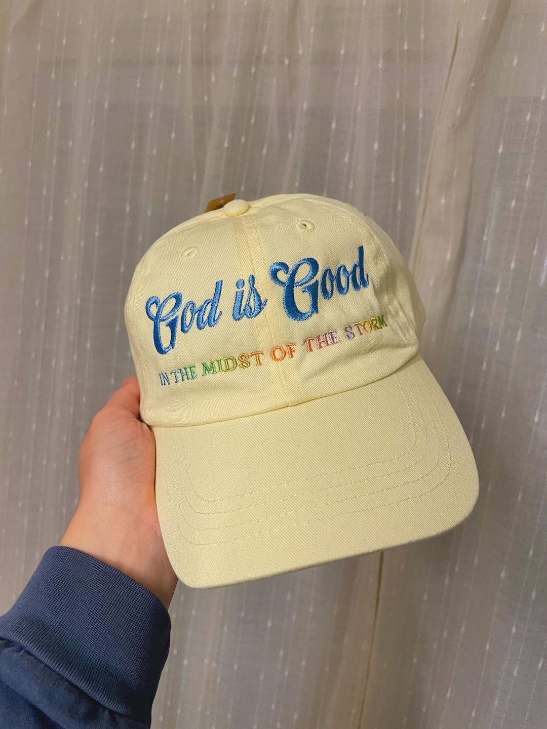 Embroidered God is Good Pastel Baseball Hat: God is Good in the Storm ...