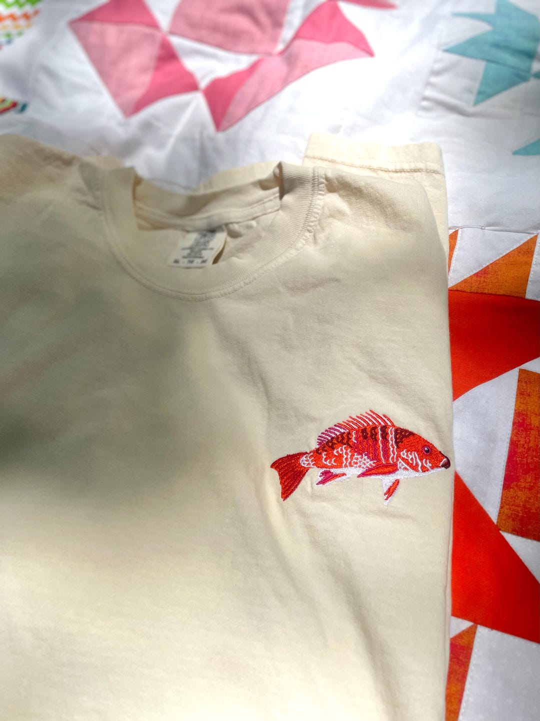 Embroidered Red Snapper Comfort Colors Shirt, Embroidered Fisherman ...