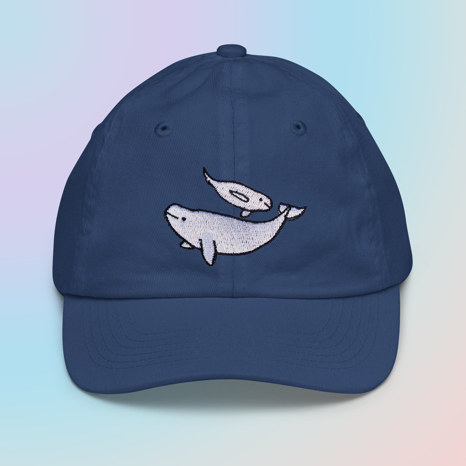 Embroidered Beluga Whale Mom and Baby Youth Baseball Cap, Embroidered ...