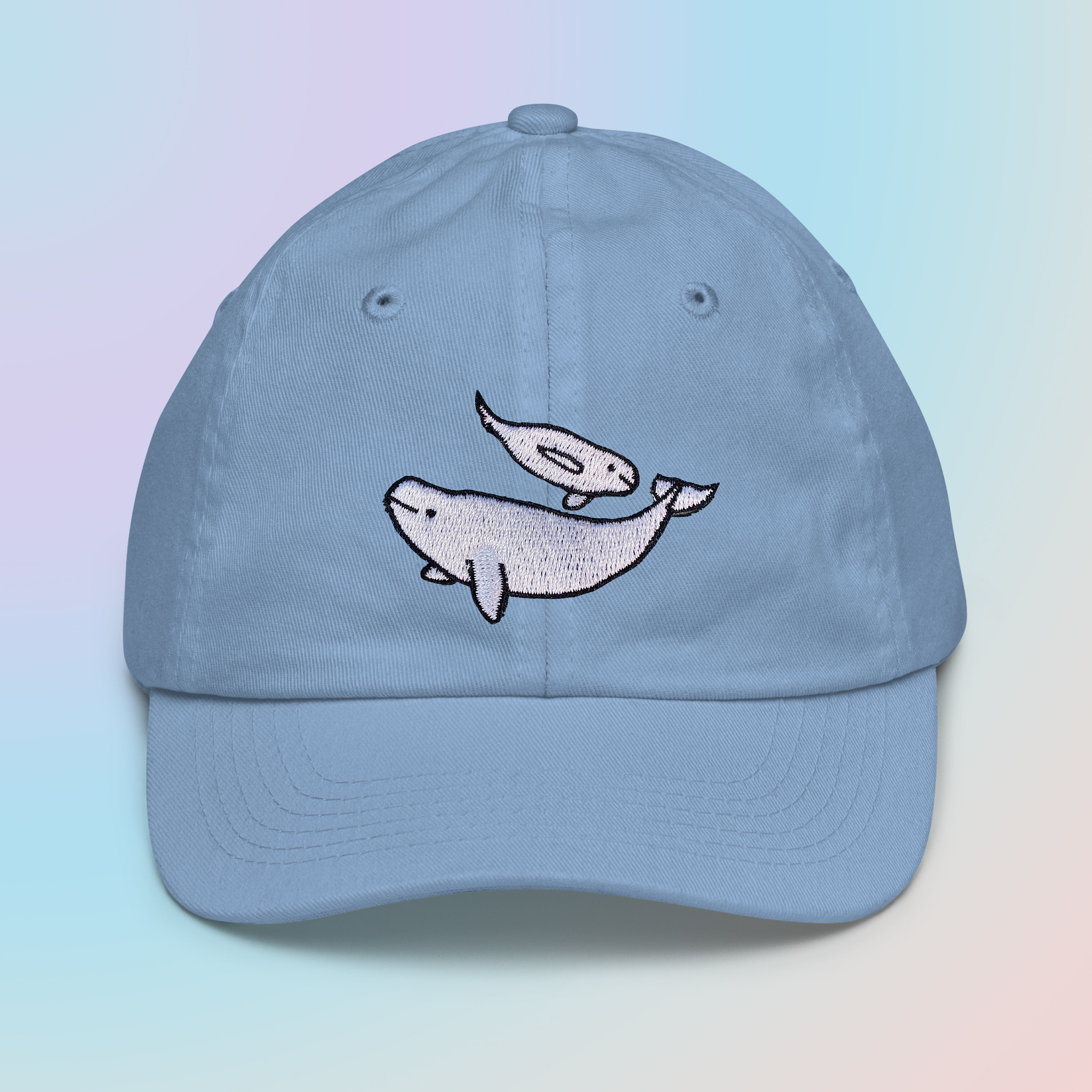 Embroidered Beluga Whale Mom and Baby Youth Baseball Cap, Embroidered ...