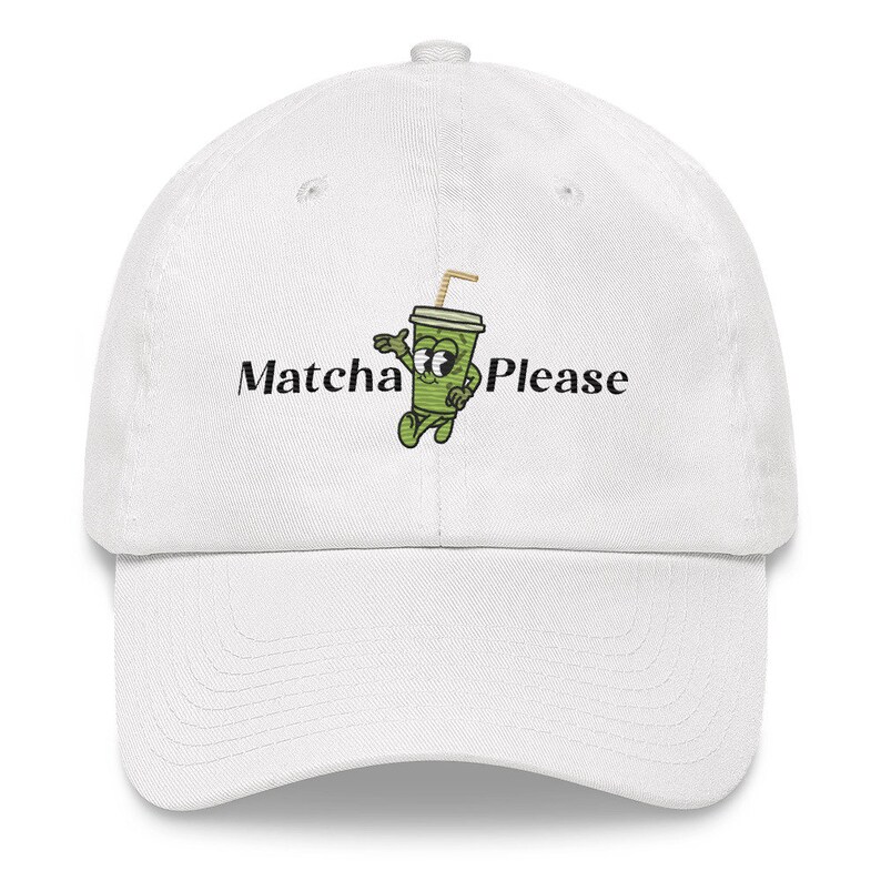 Matcha Please Embroidered Dad Hat: Retro Green Tea Baseball Cap - Etsy
