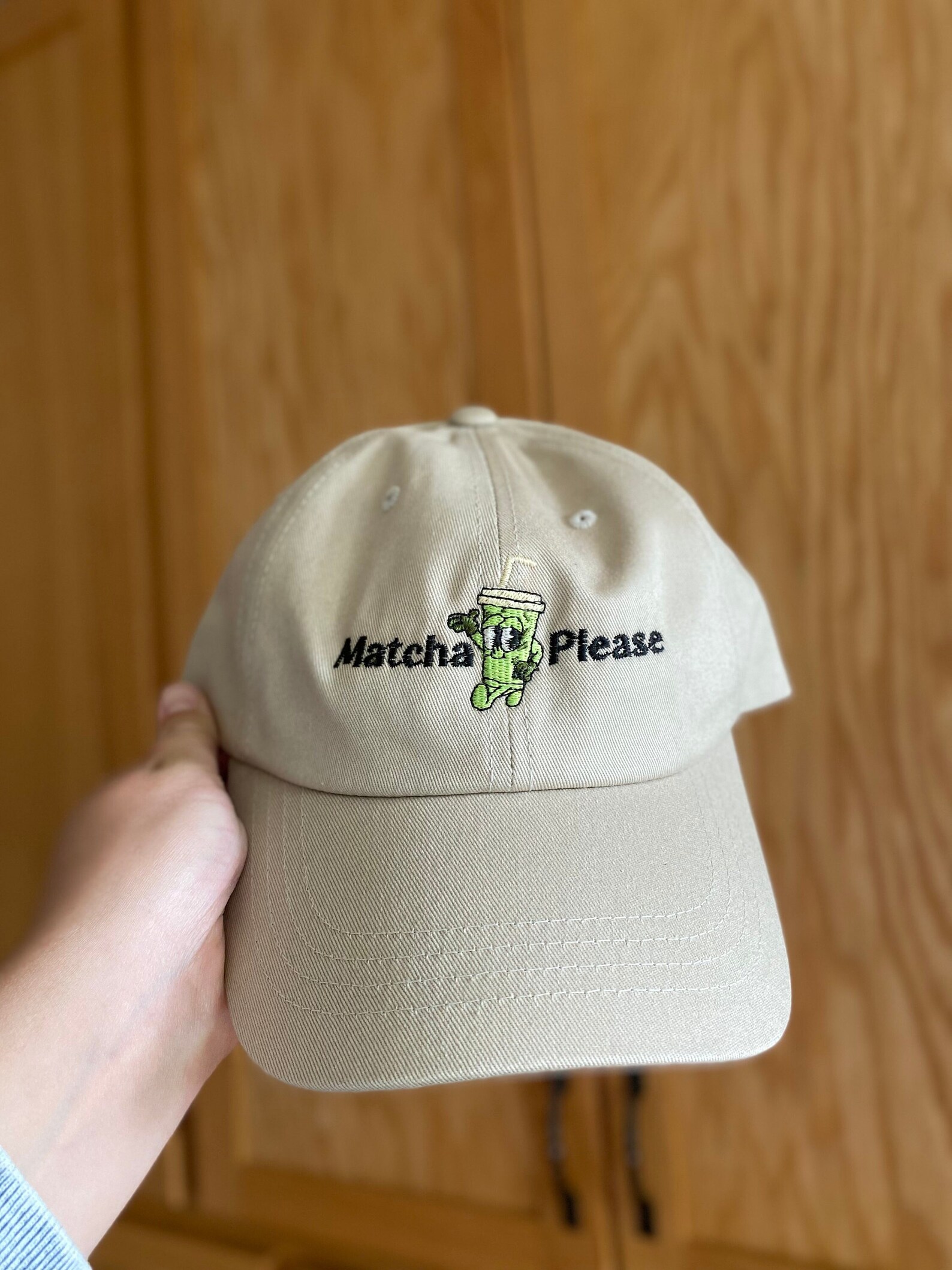 Matcha Please Embroidered Dad Hat: Retro Green Tea Baseball Cap - Etsy