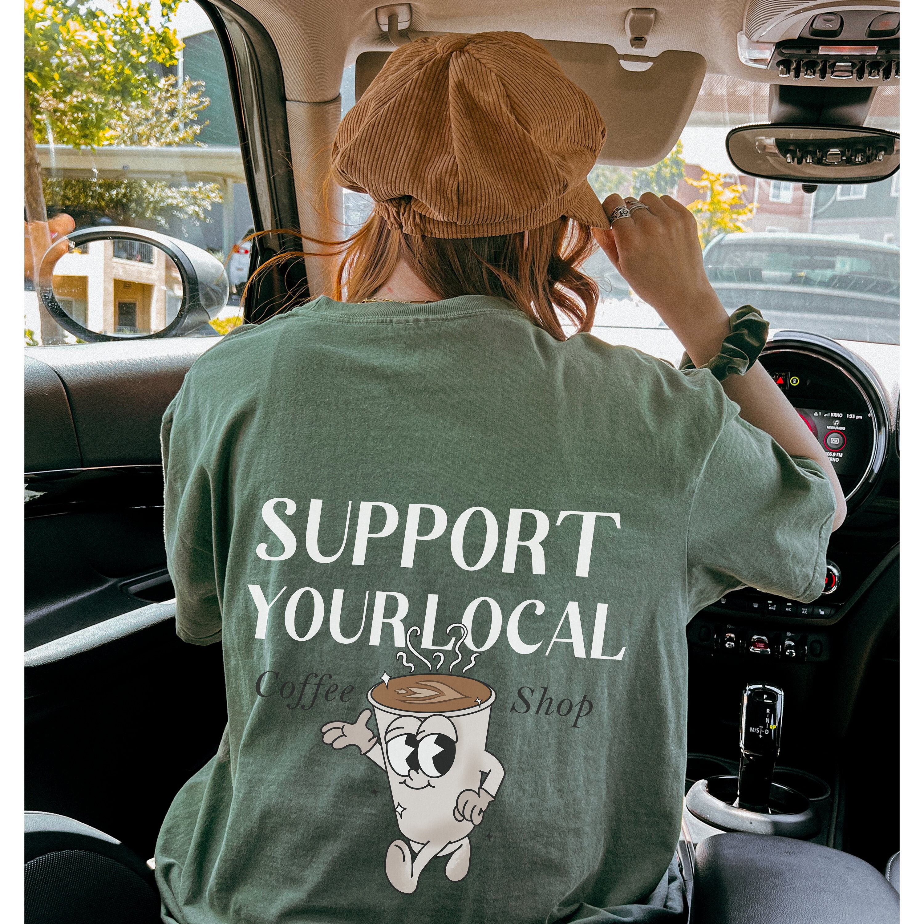 Retro Coffee Support Your Local Coffee Shop Shirt, Retro Graphic Tee ...