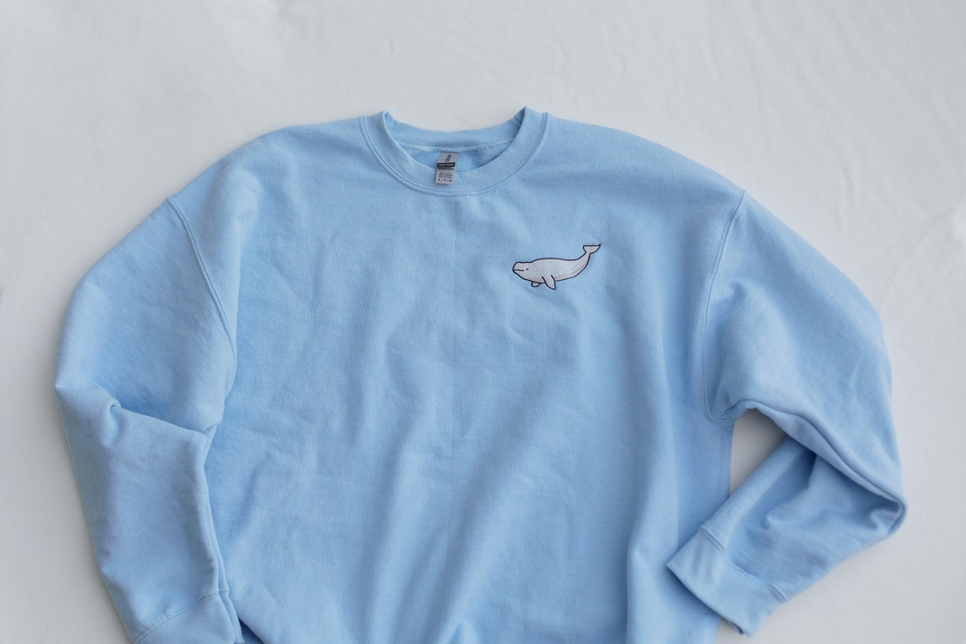 Embroidered Beluga Whale Sweatshirt, Beluga Whale Shirt, Whale Sweater ...