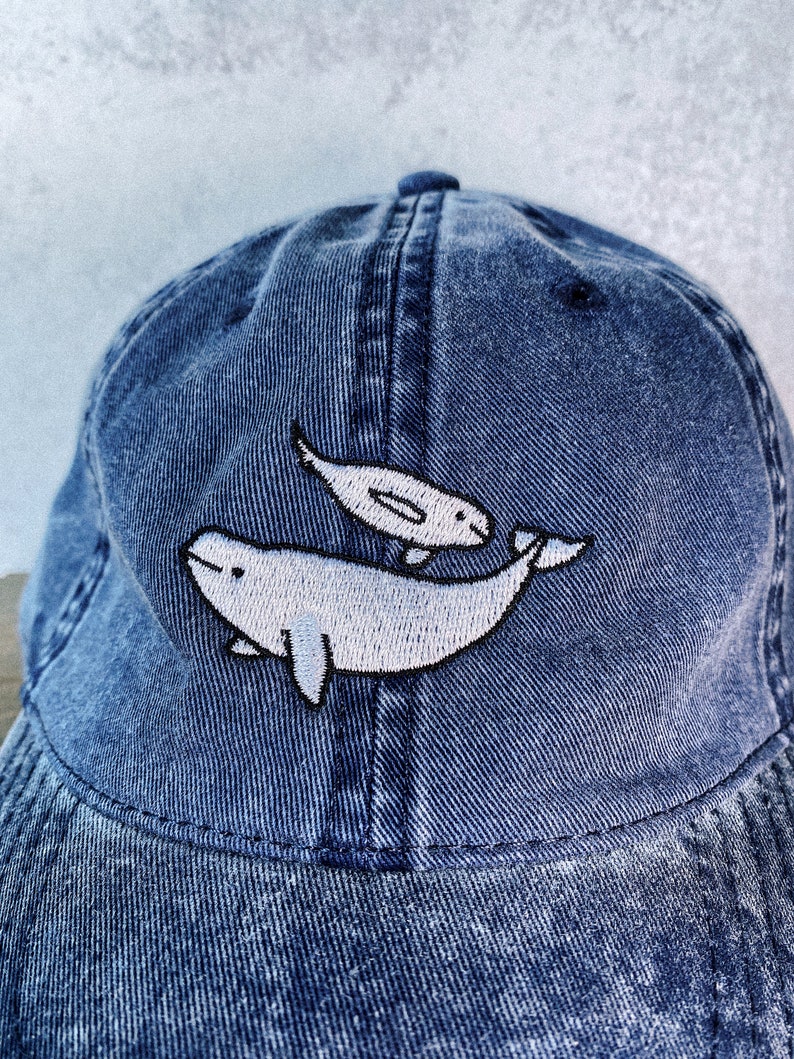 Embroidered Beluga Whale Mom & Baby Dad Hat: Vintage Cotton Twill - Etsy