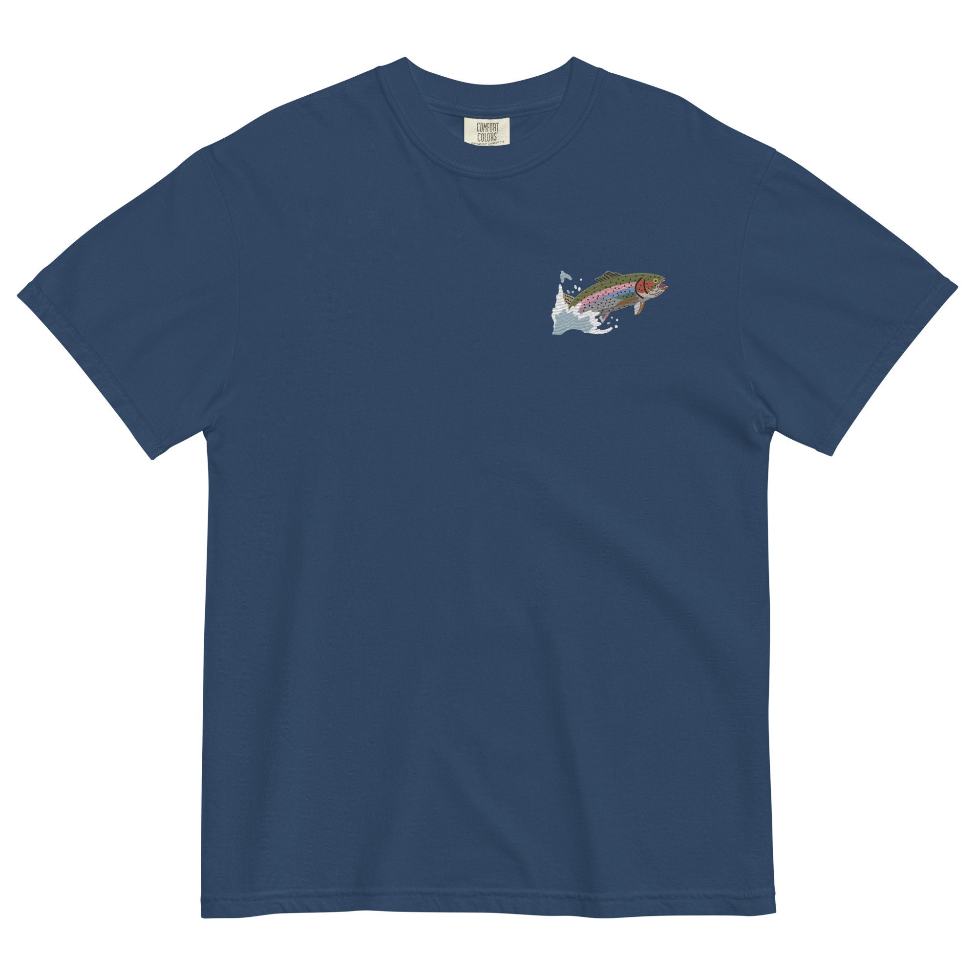 Embroidered Rainbow Trout Comfort Colors Shirt, Rainbow Trout Shirts ...