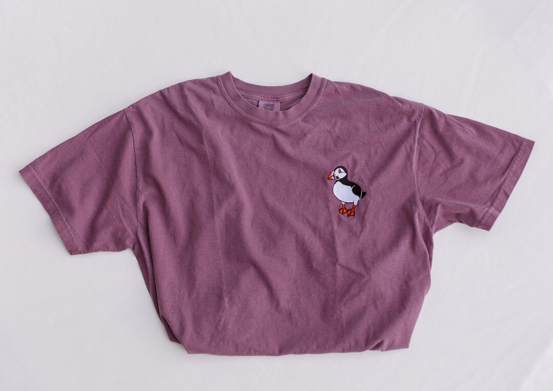 Embroidered Puffin Comfort Colors T Shirt, Puffin Shirts, Puffin ...