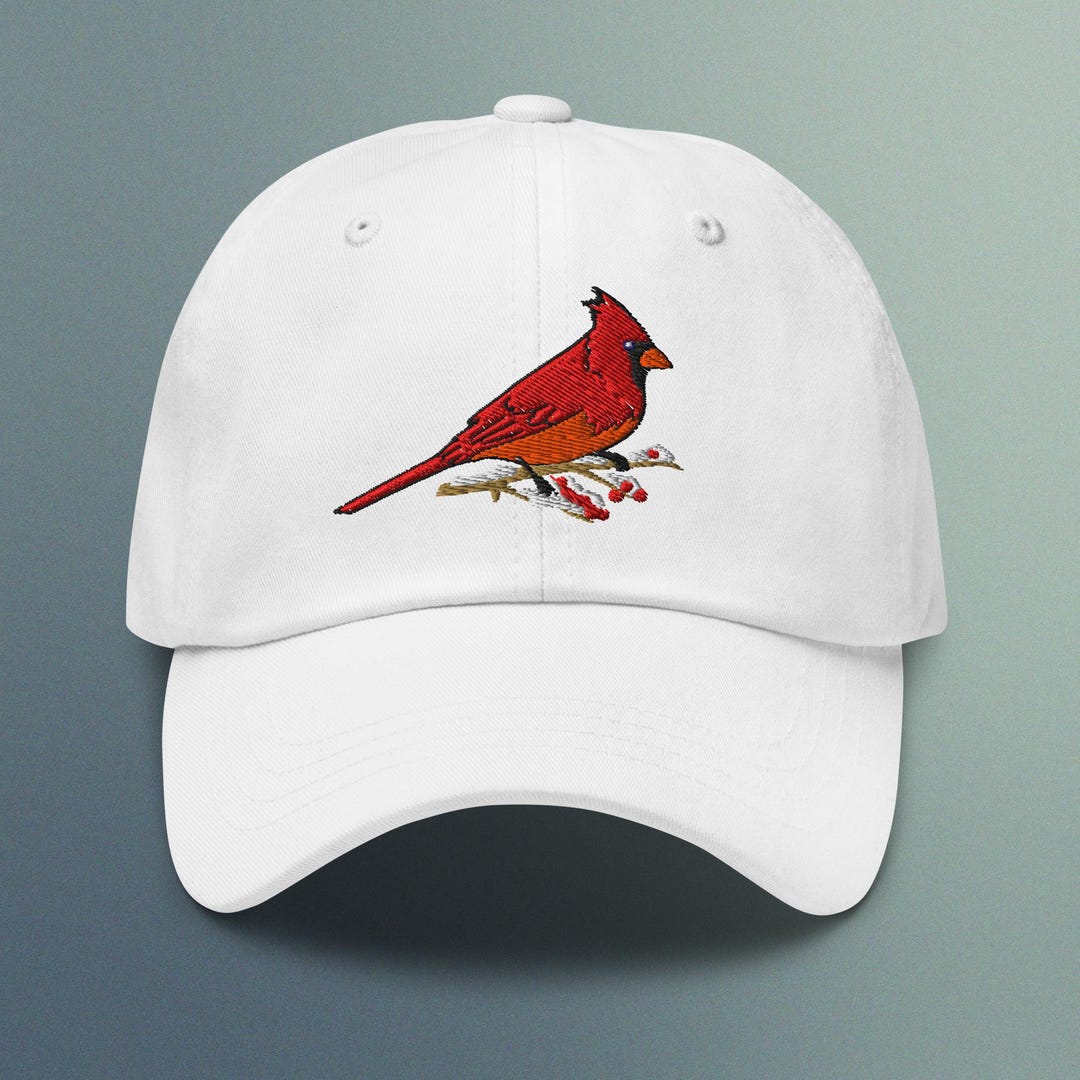 Embroidered Red Cardinal Bird Dad Hat: Winter Red Cardinal Bird Lover ...