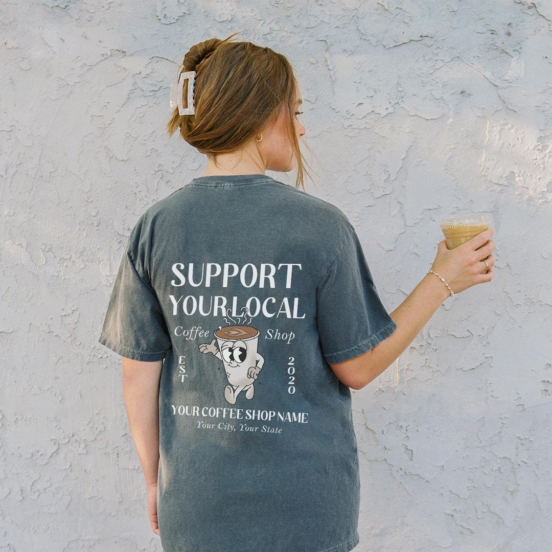 Retro Coffee Shop Shirt: Custom Text Comfort Colors Tee - Etsy