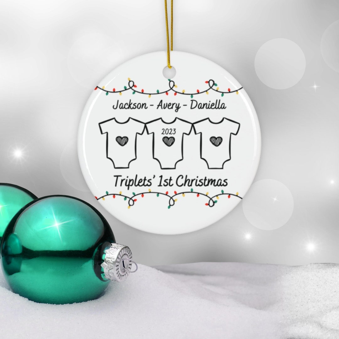 Triplet's First Christmas Ornament: Personalized Ceramic Keepsake - Etsy