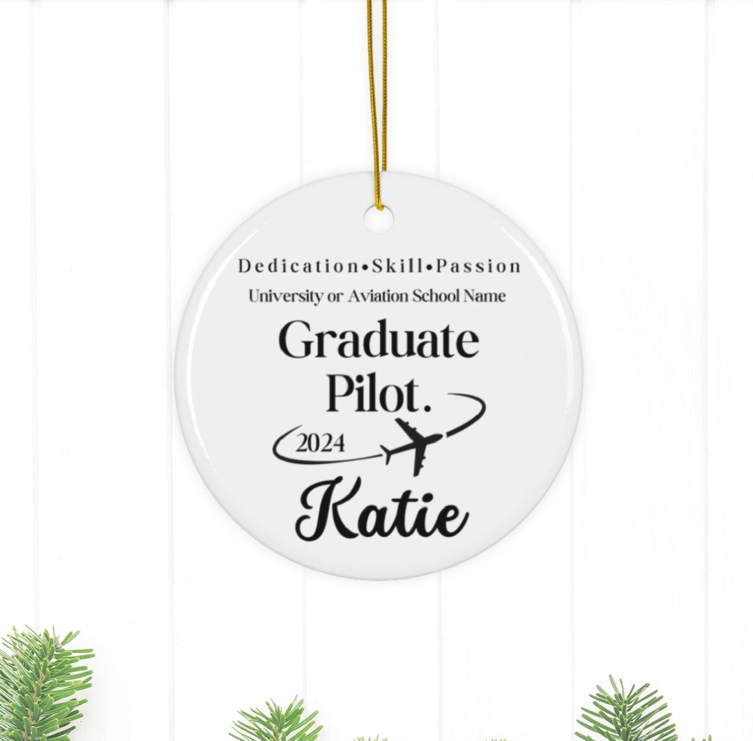 Personalized Pilot Aviation Graduation Metal Christmas Ornament, Women ...