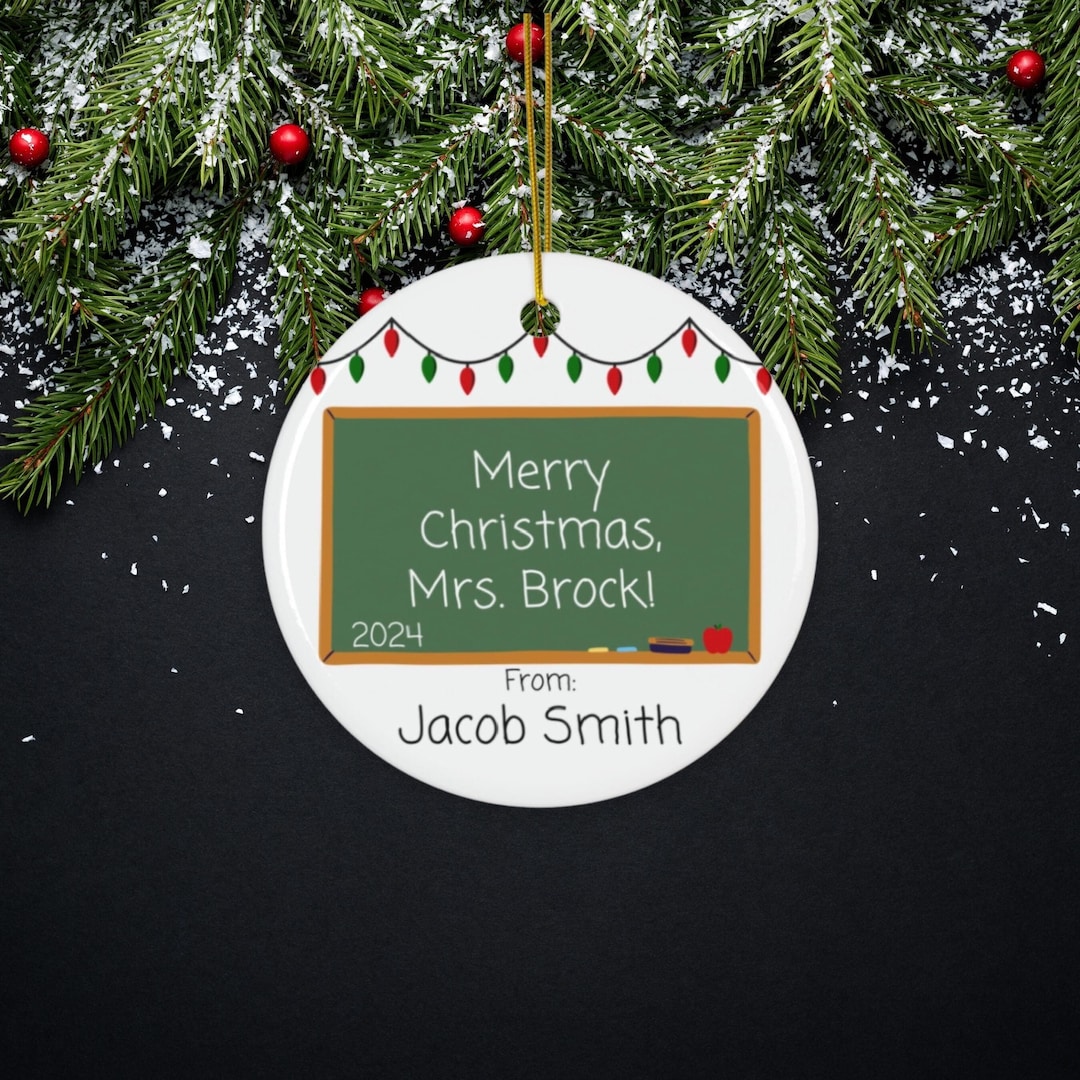 Personalized Teacher Christmas Ornament: Student Gift, Ceramic - Etsy