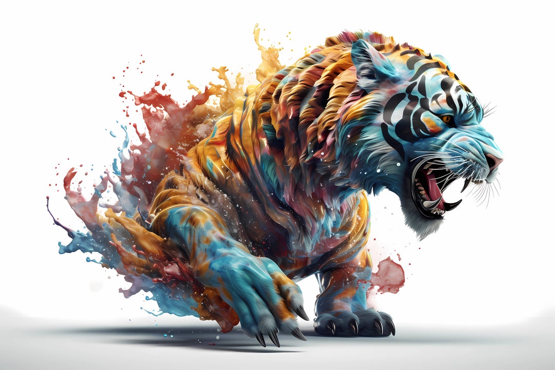 Roaring Tiger Concept Art Animal Digital Print Wall - Etsy