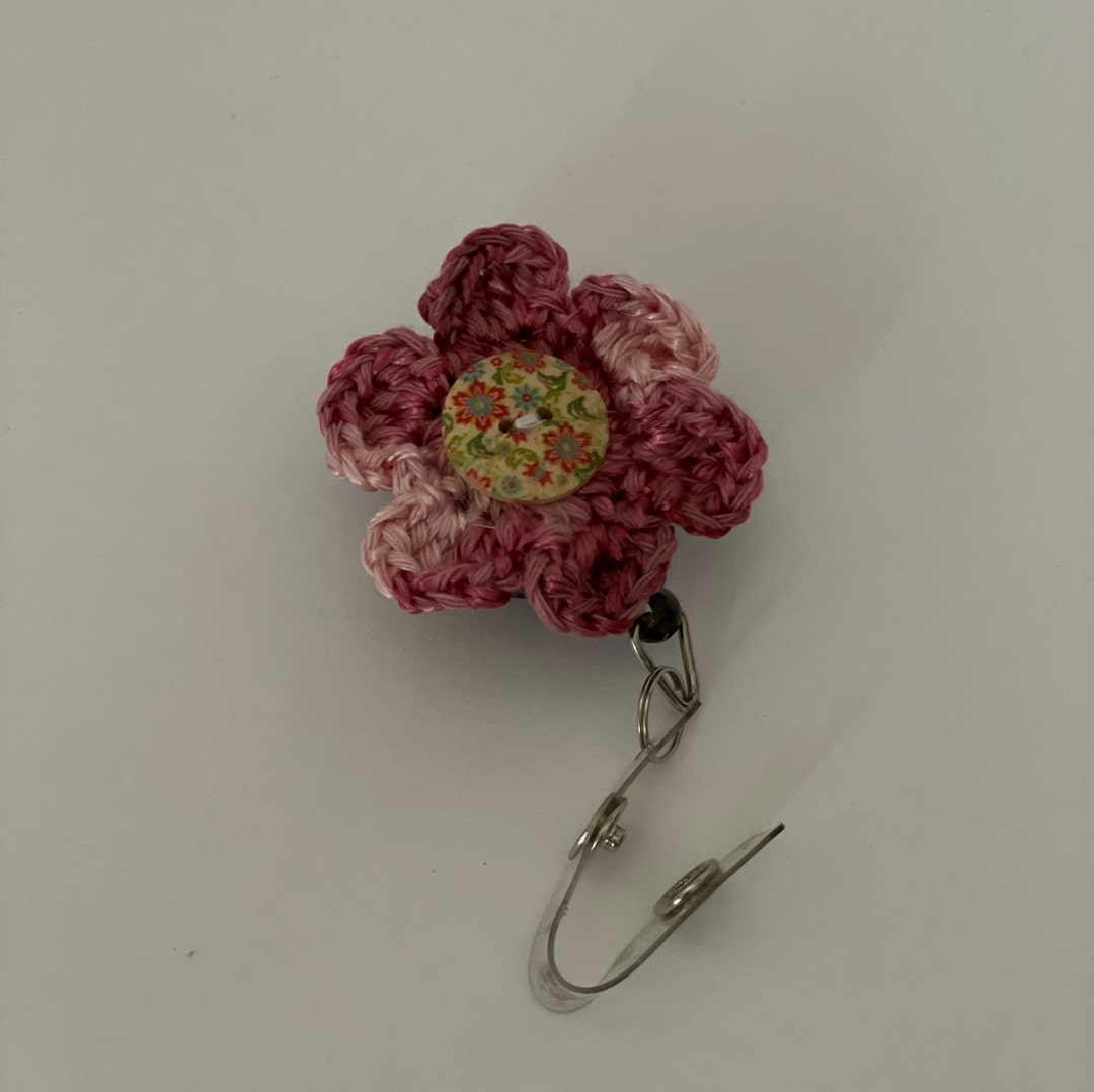Funky Crochet Flower Badge Reel - Etsy